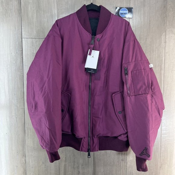 Jordan | Jackets & Coats | Air Jordan Reversible Ma Bomber Jacket Bordeaux Black Mens Da979661 ...